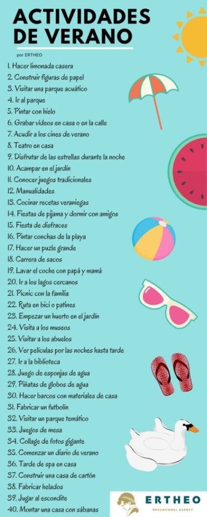 Actividades de verano para niños en la playa, piscina o en casa